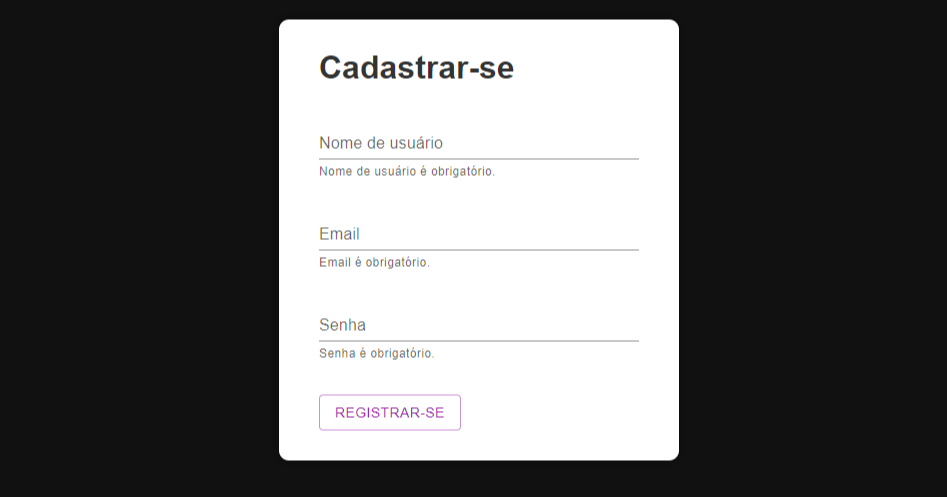 Formulário - Cadastro de usuário - Codesandbox